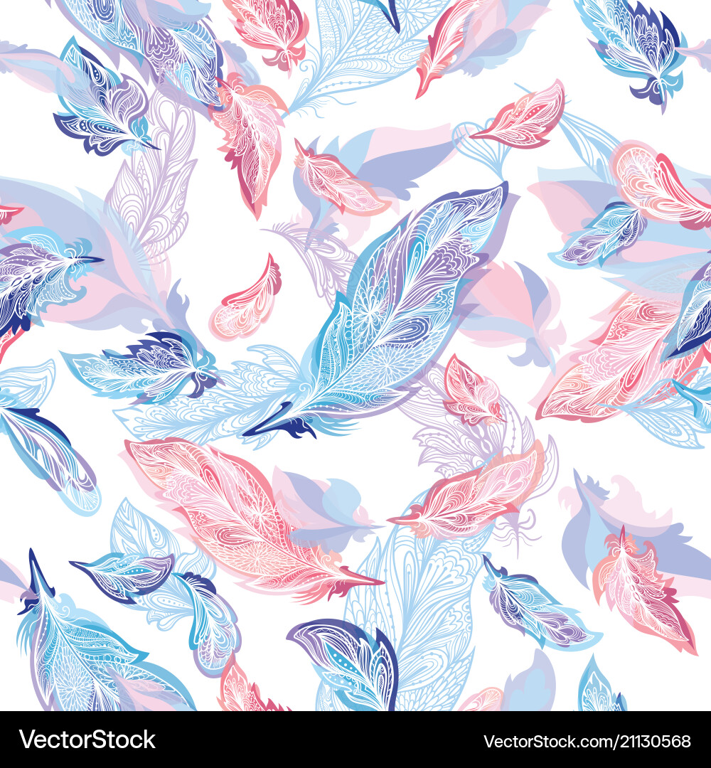 Boho Feather Pattern Royalty Free Vector Image