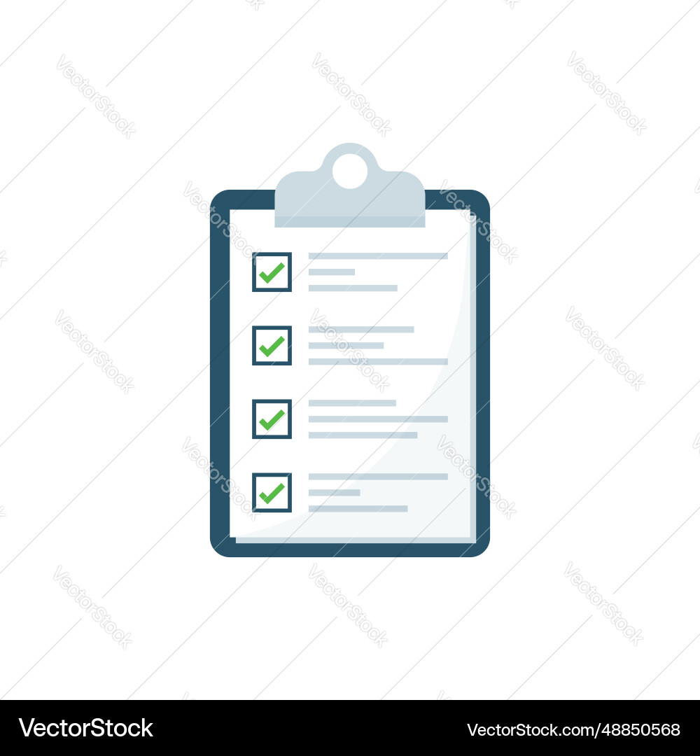 Clipboard with checklist icon in flat style Vector Image