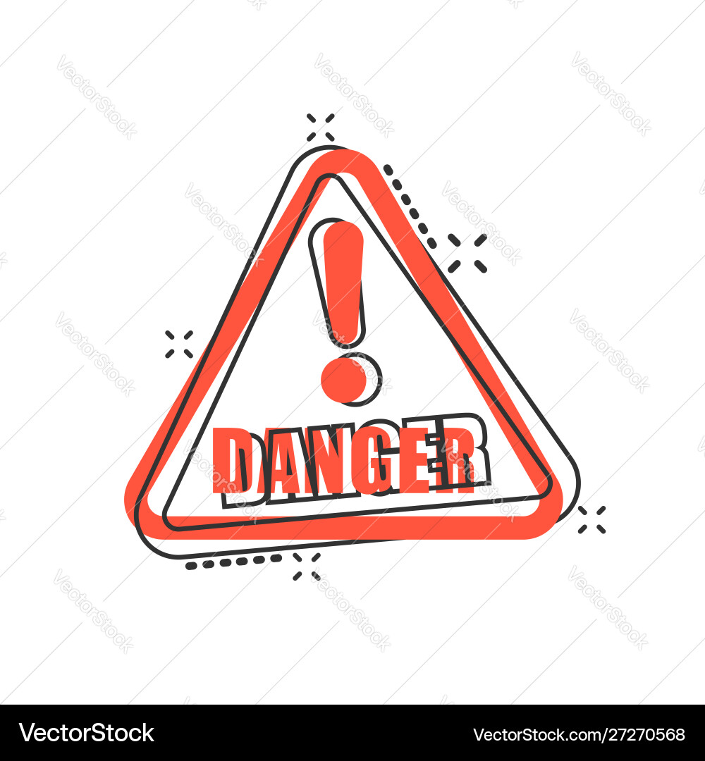 Exclamation mark icon in comic style danger alarm Vector Image