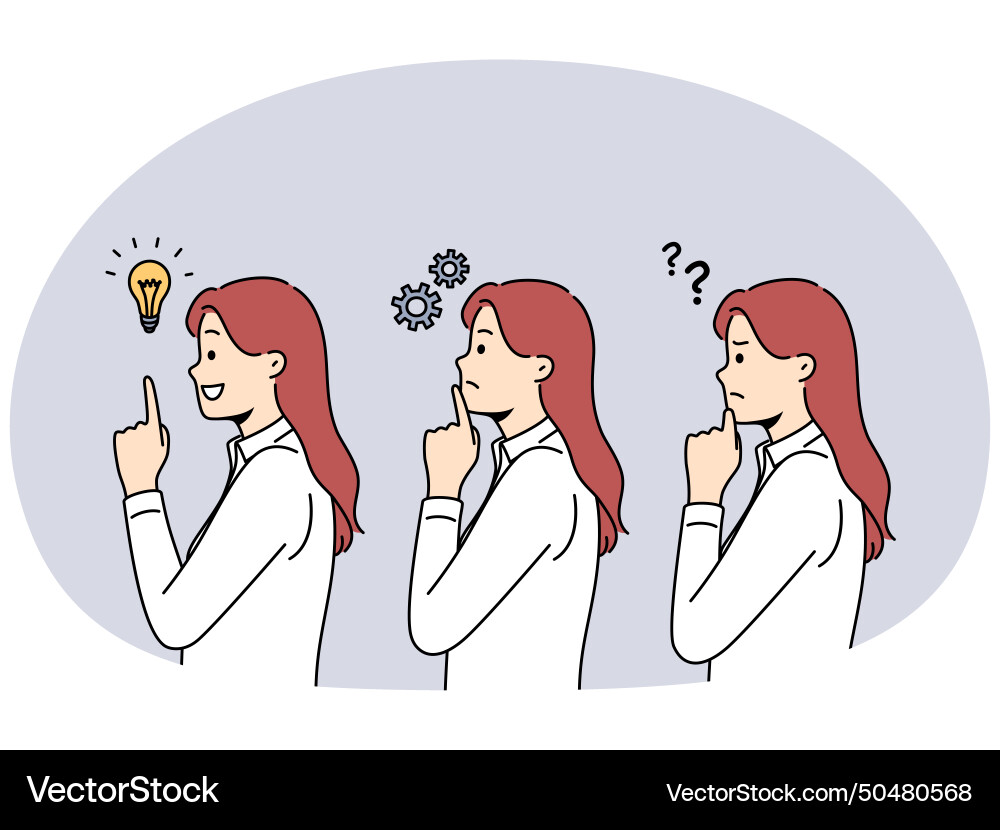Frustrated woman think and solve business problem Vector Image