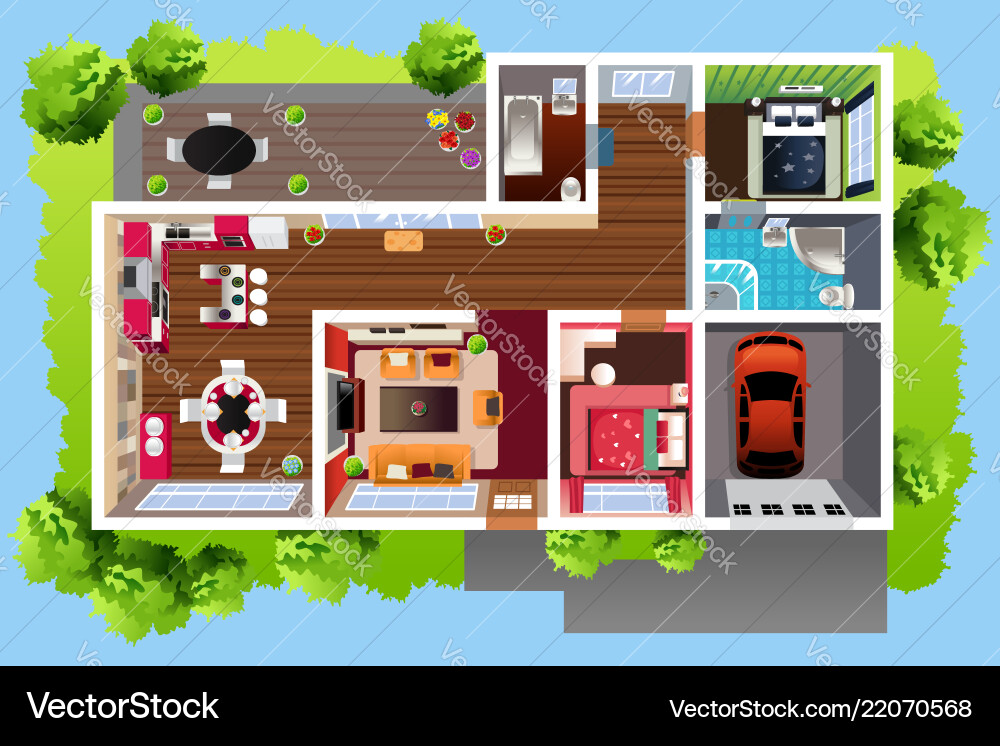 House architecture viewed from above Royalty Free Vector