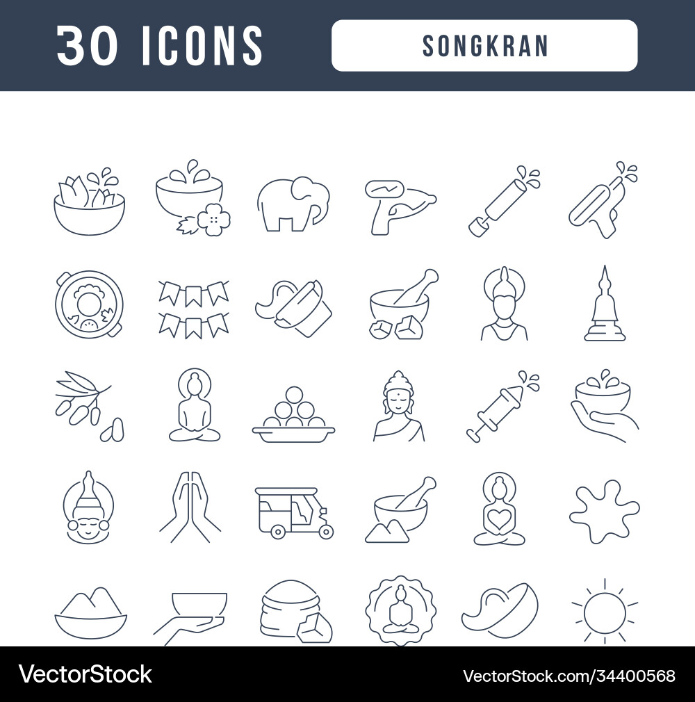 Line icons songkran Royalty Free Vector Image - VectorStock