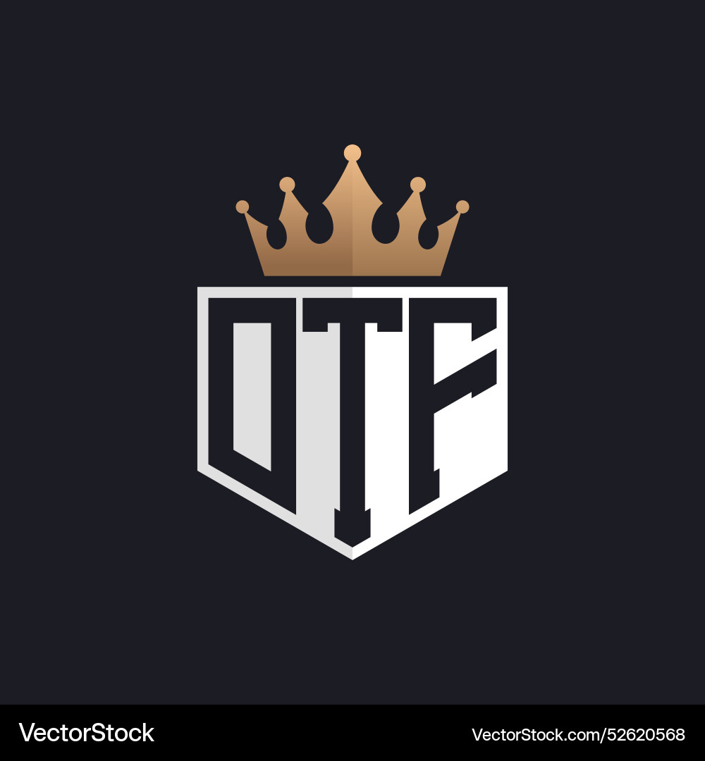 Luxury dtf logo with crown elegant initials Vector Image
