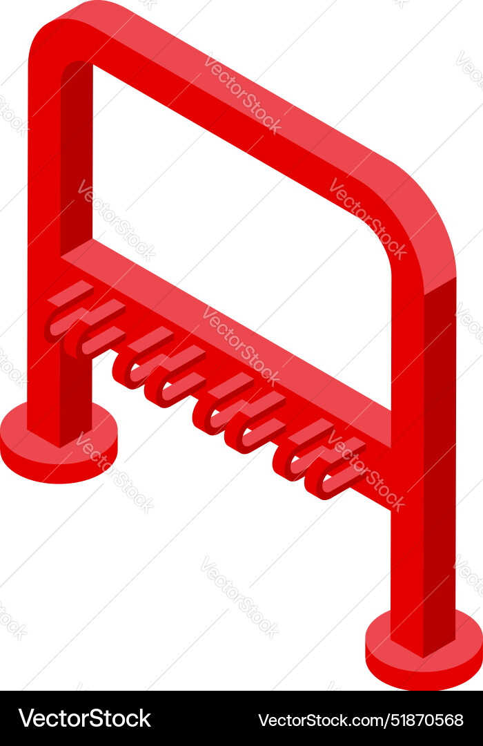 Red bicycle parking rack isometric view Royalty Free Vector