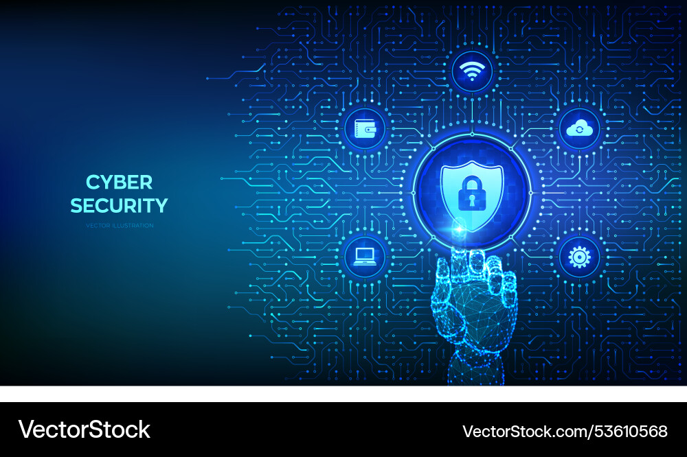 Security shield cyber security shield with lock Vector Image