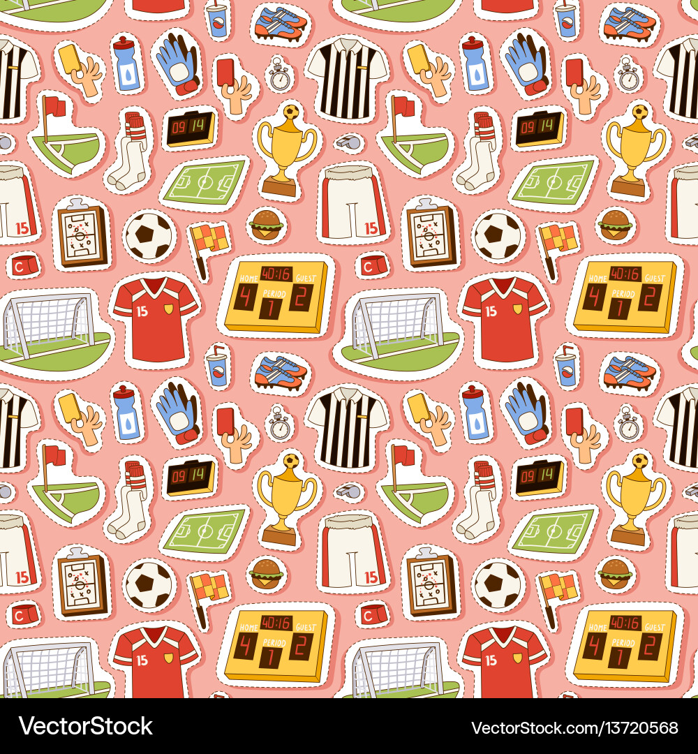 Soccer icons seamless pattern Royalty Free Vector Image