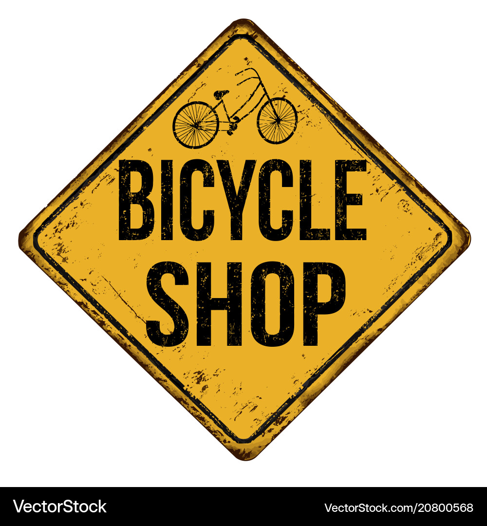 Vintage Rusty Bicycle Shop Sign Royalty Free Vector Image