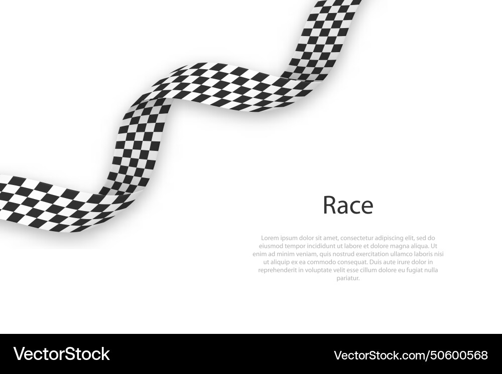 Waving ribbon with race flag Royalty Free Vector Image