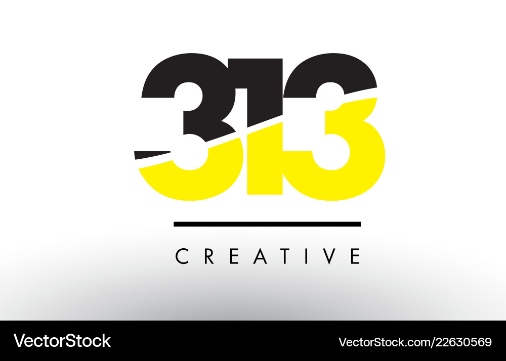 313 black and yellow number logo design Royalty Free Vector