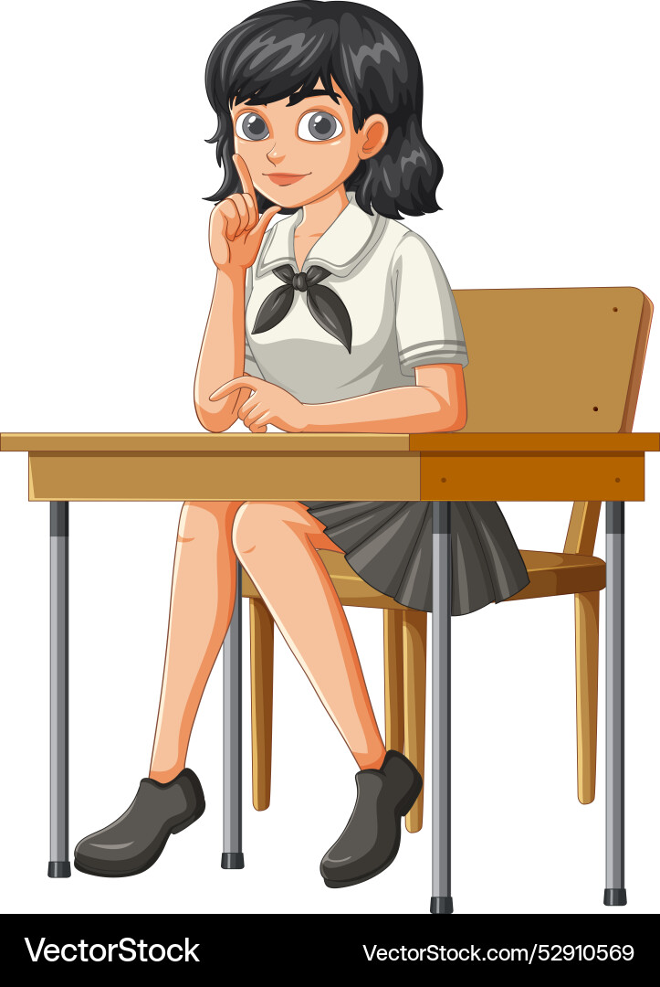 A student sitting at school desk Royalty Free Vector Image