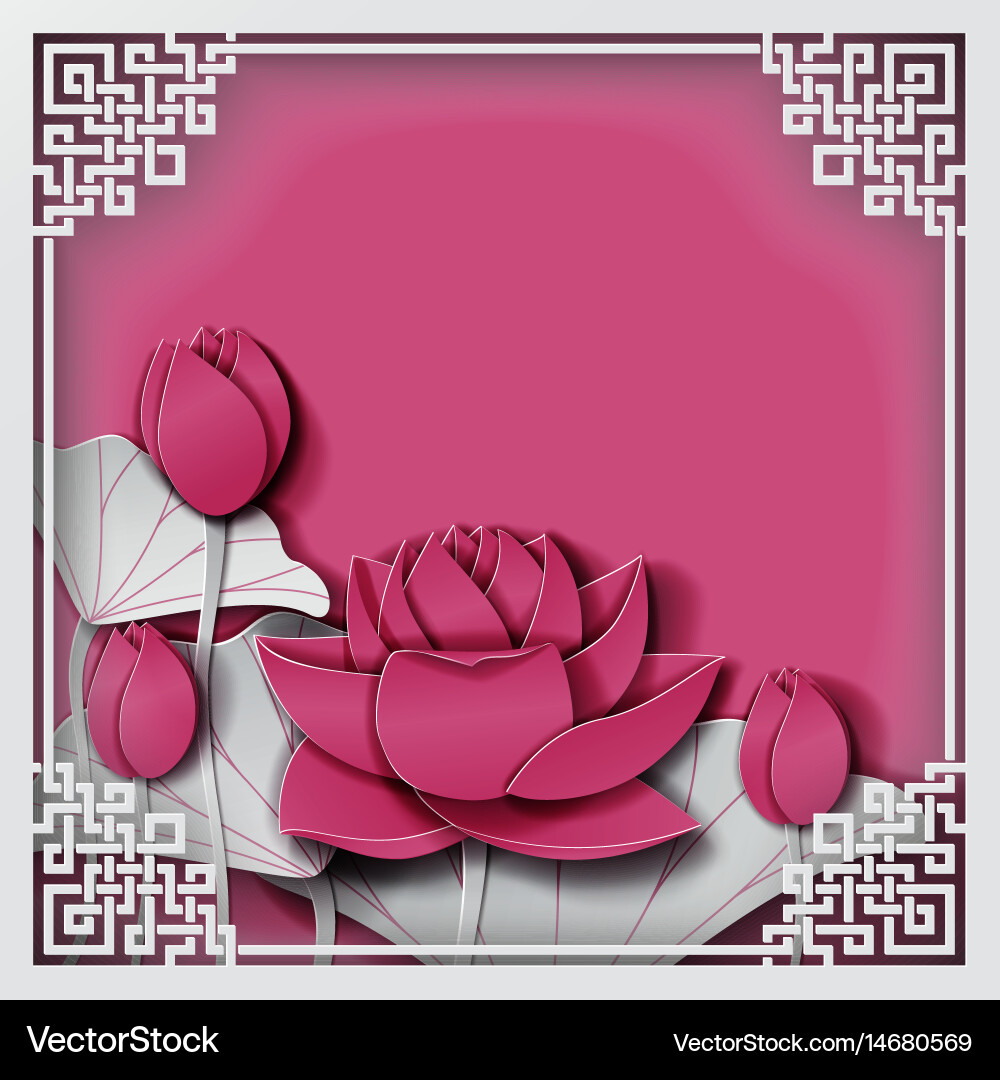 Abstract chinese pattern frame with lotus flower Vector Image