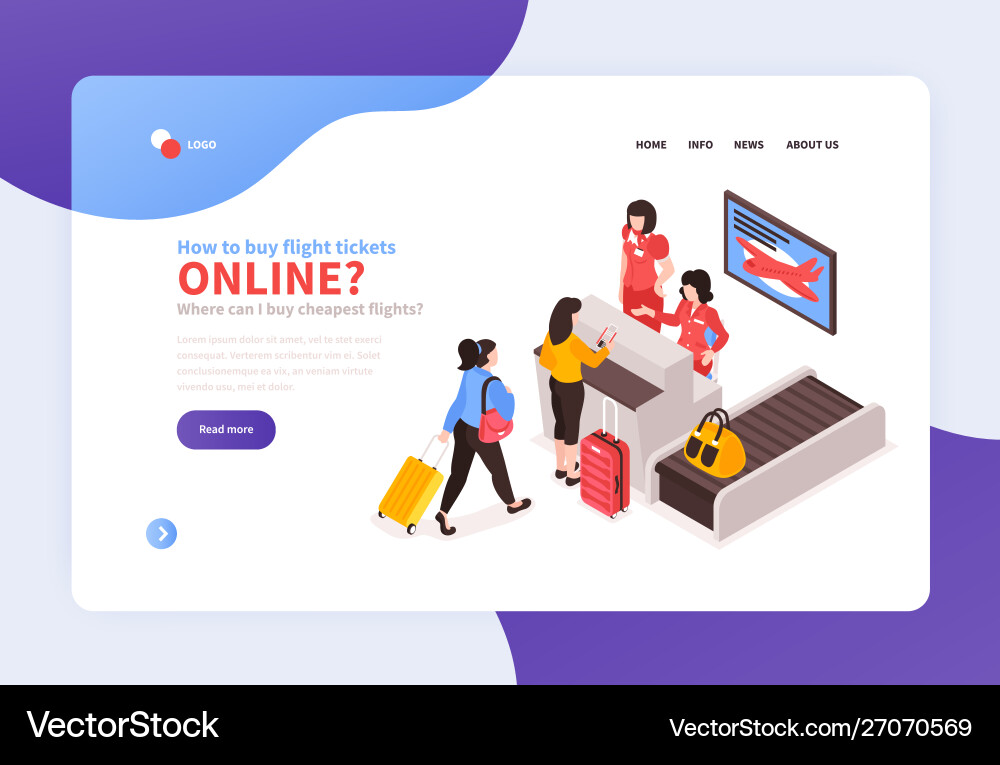 Airport check-in landing page Royalty Free Vector Image