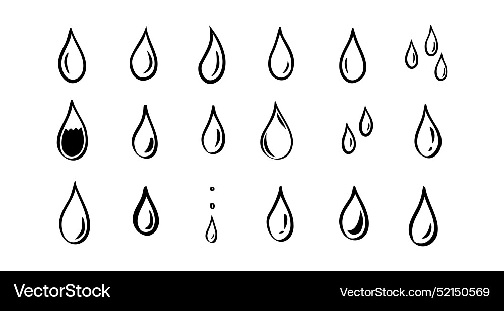 Hand drawn doodle water drop drops icons Vector Image