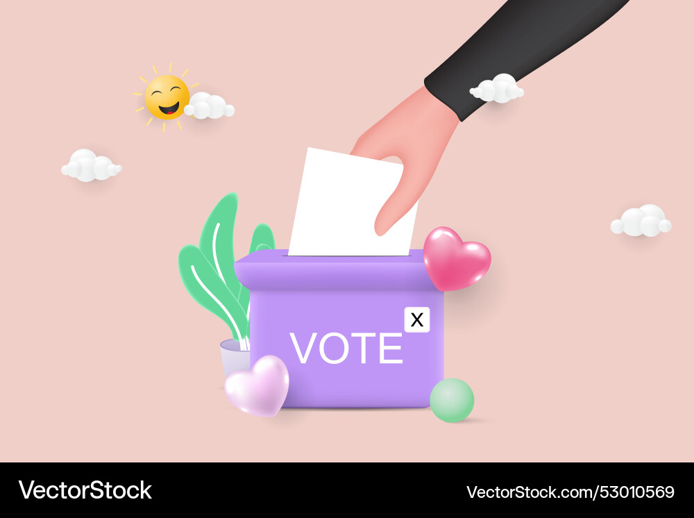 Hand puts voting ballot in box election Royalty Free Vector