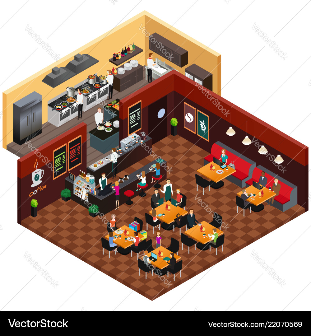 Isometric design of a restaurant Royalty Free Vector Image