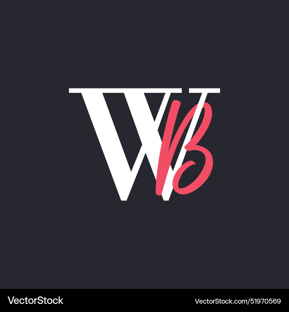 Letter wb logo perfectly blended initials Vector Image