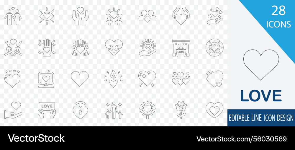 Love outline icon collection set Royalty Free Vector Image
