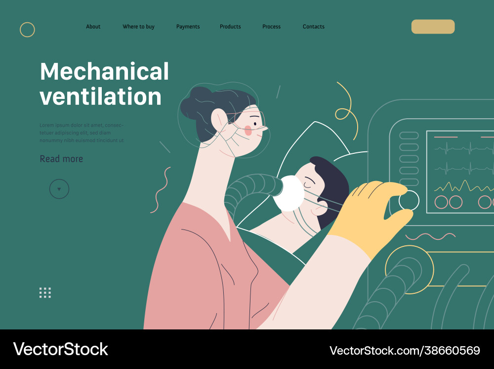 Mechanical ventilation - medical insurance Vector Image
