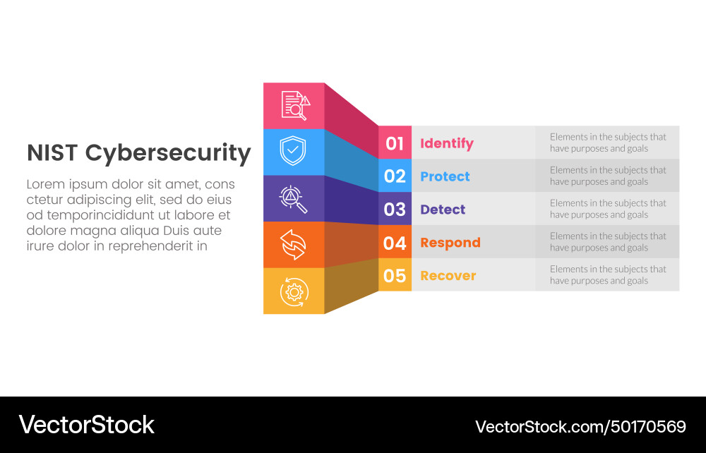 NIST Cybersecurity Framework - 5 Stages Royalty Free Vector