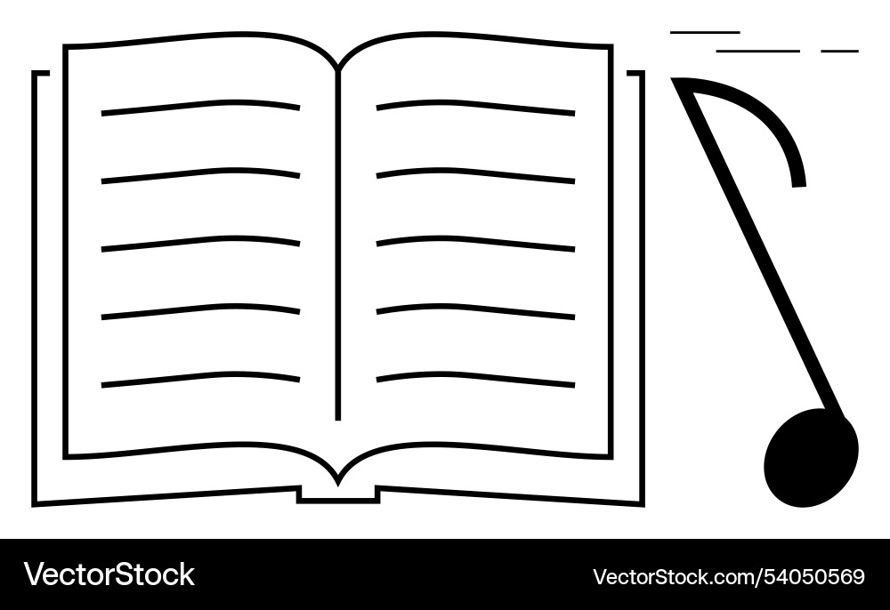 Offenes Buch mit Musiknotiz Hervorhebungsstudie Vektorbild