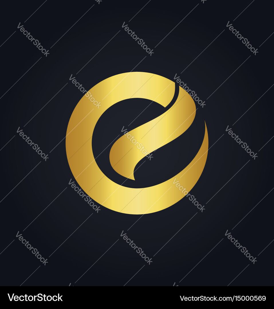 Round letter e shape gold logo Royalty Free Vector Image