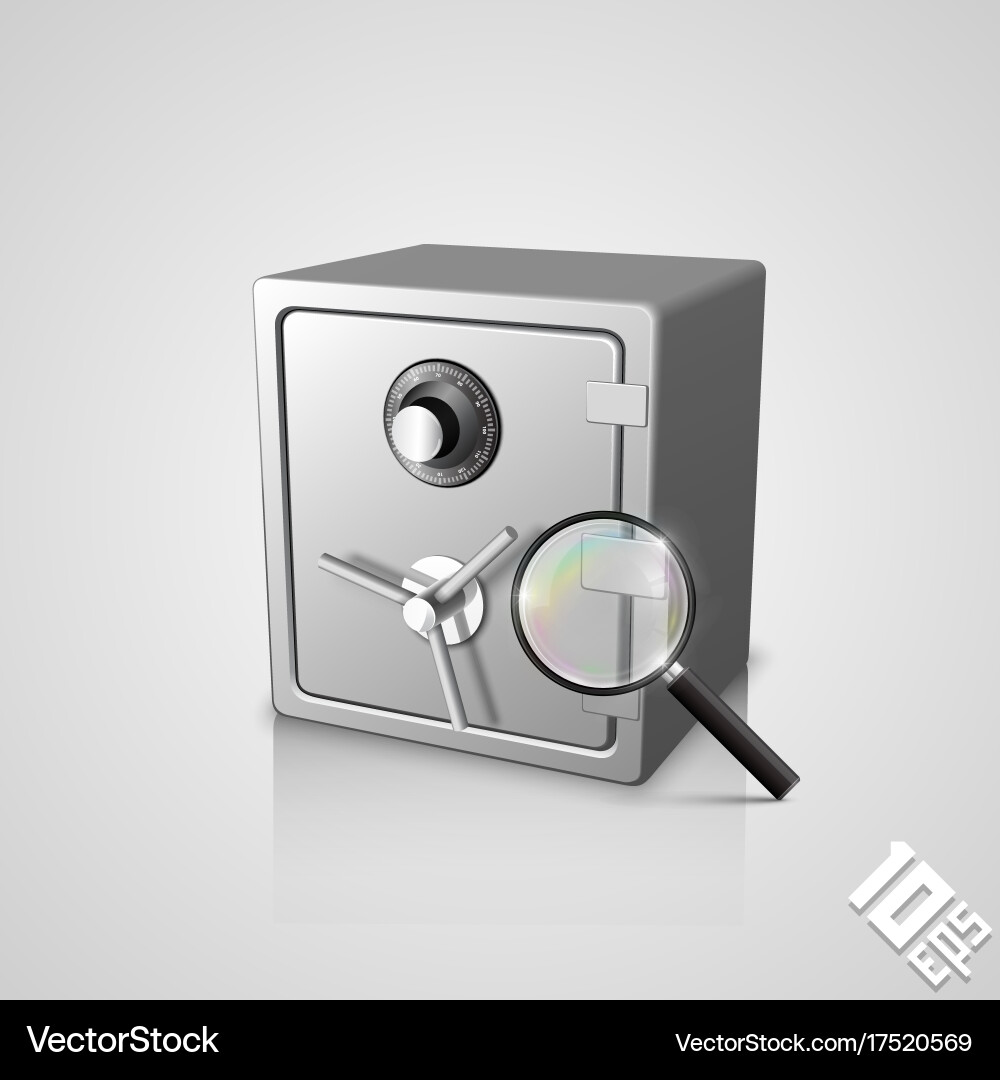 Safe with a magnifying glass Royalty Free Vector Image