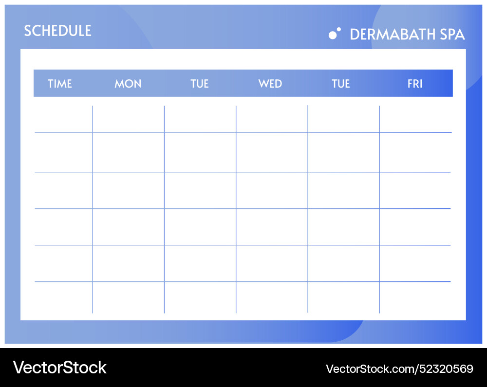 Spa schedule template design Royalty Free Vector Image