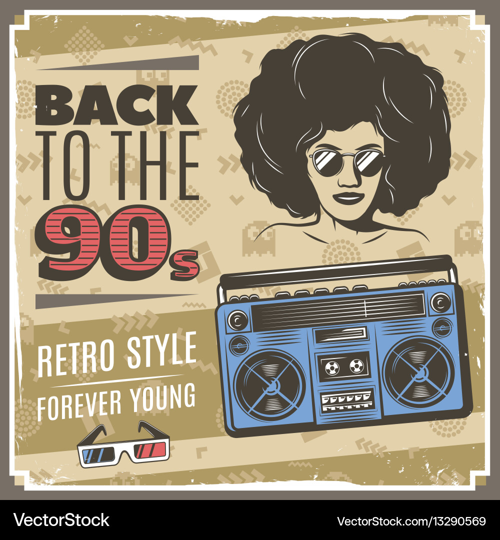 Vintage 90s style poster Royalty Free Vector Image