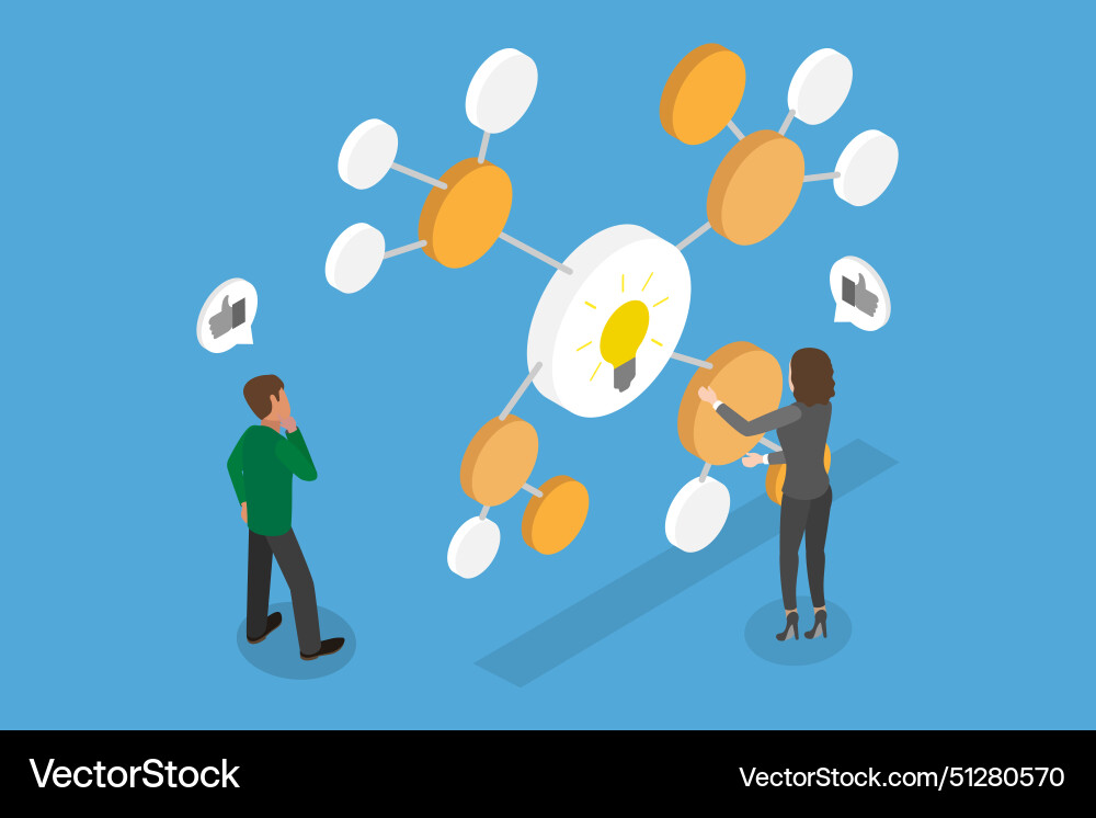 3d isometric flat of mind map Royalty Free Vector Image