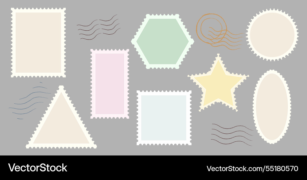 Blank empty postage stamps templates for mail Vector Image