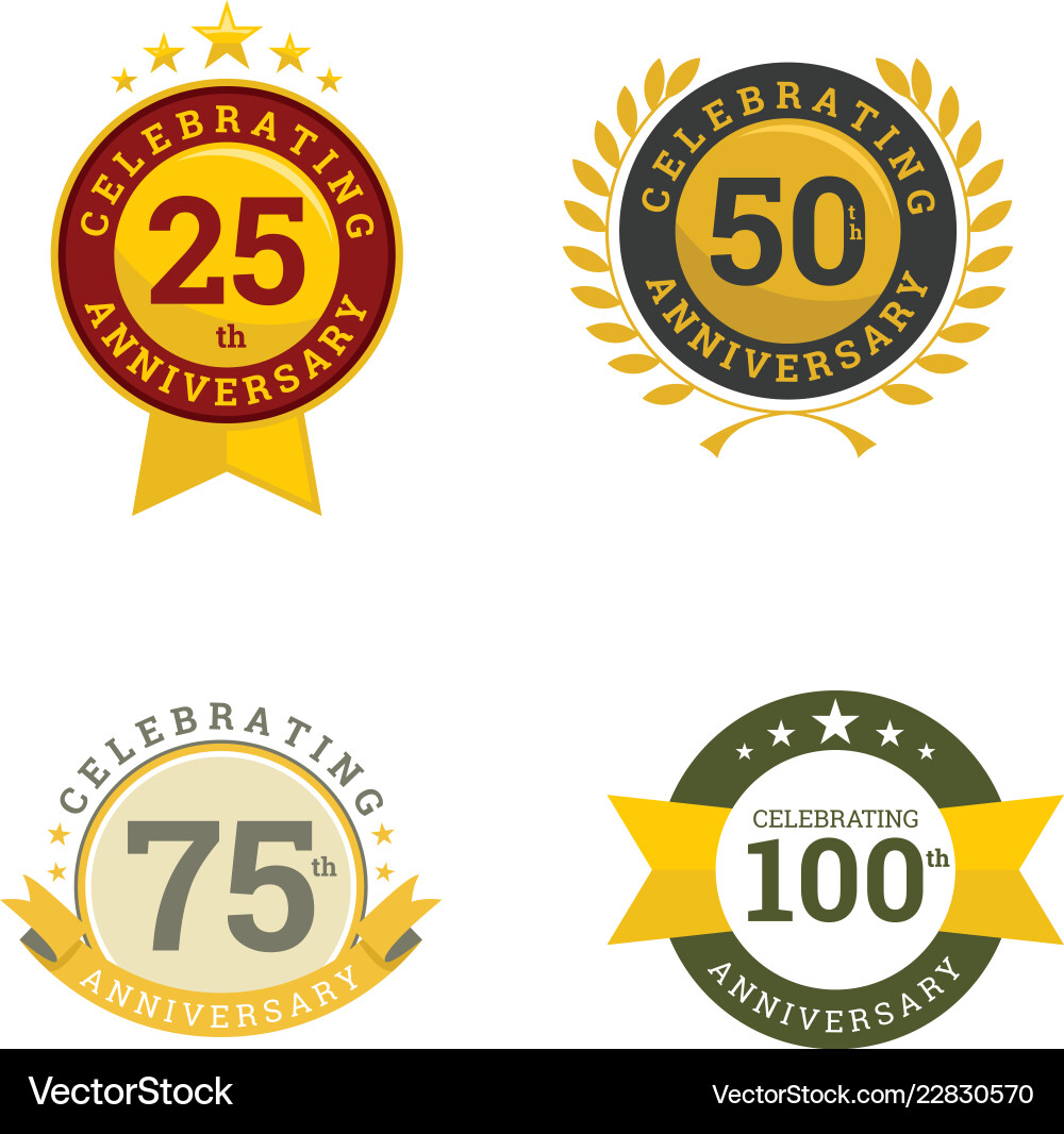 Celebration Anniversary Badges Logo Royalty Free Vector