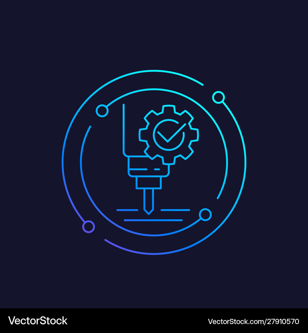 Cnc machine service line icon Royalty Free Vector Image