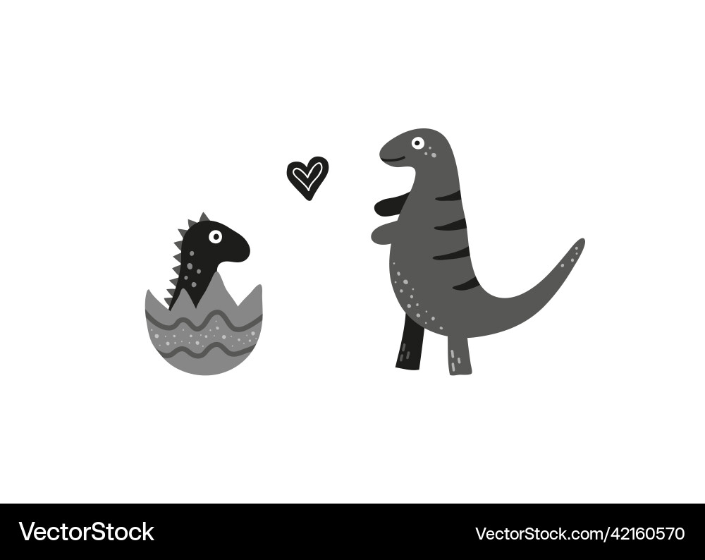 Dinosaur and hatched baby Royalty Free Vector Image