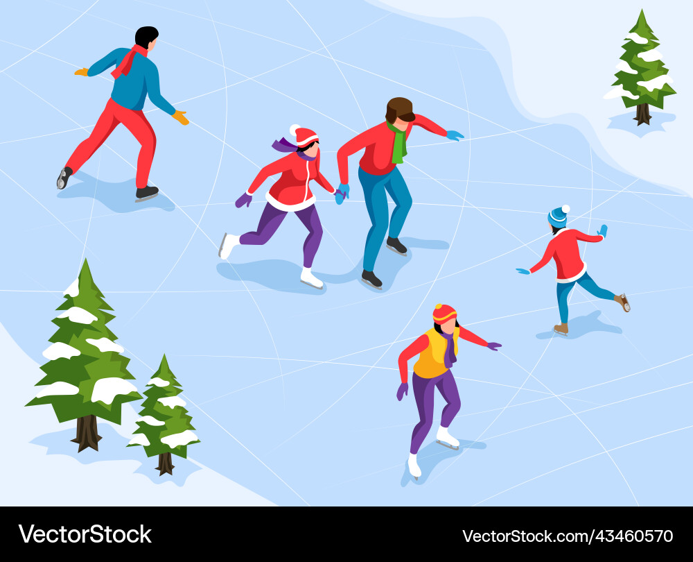 Ice skating isometric Royalty Free Vector Image