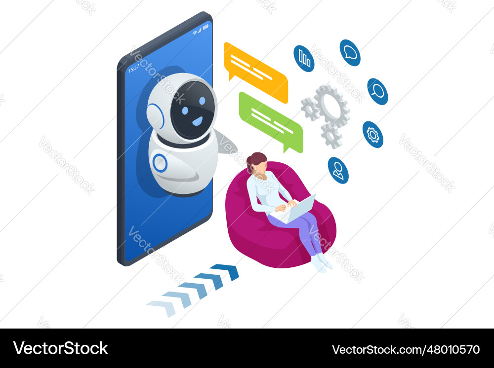 Isometric artificial intelligence knowledge Vector Image