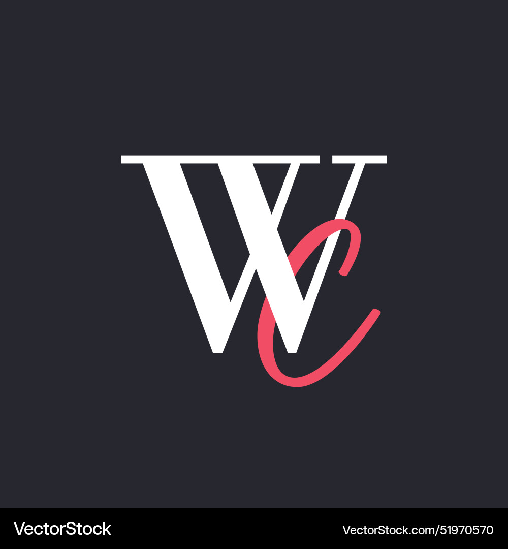Letter wc logo perfectly blended initials Vector Image