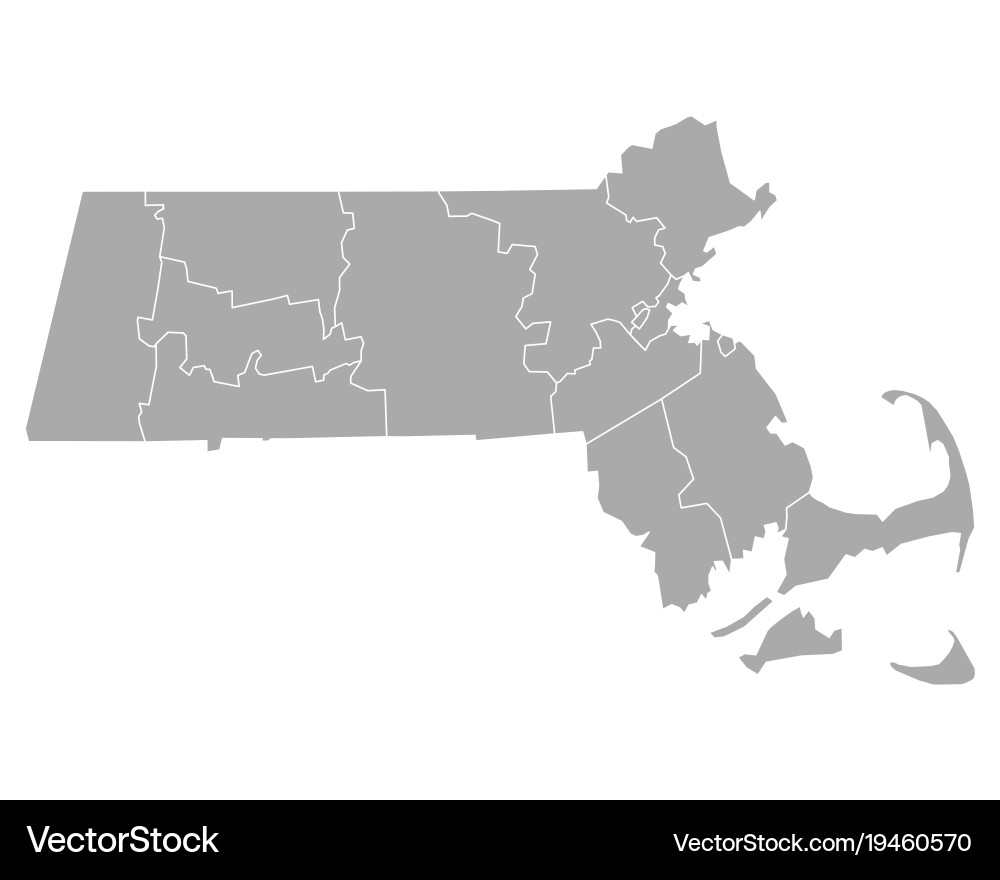 Map of massachusetts Royalty Free Vector Image
