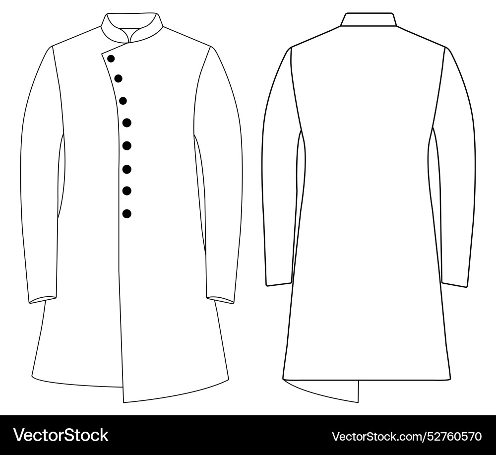 Men mandarin wrap kurta punjabi Royalty Free Vector Image
