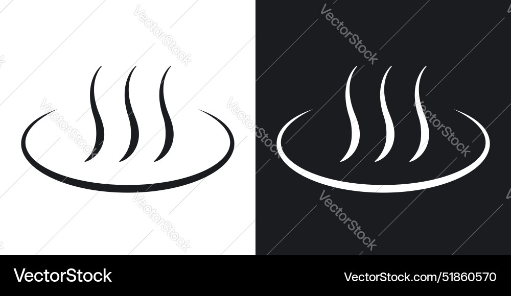 Onsen liner and solid icon set in black color Vector Image
