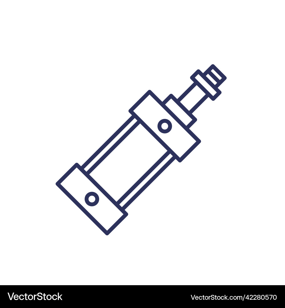 Pneumatic cylinder line icon on white Royalty Free Vector