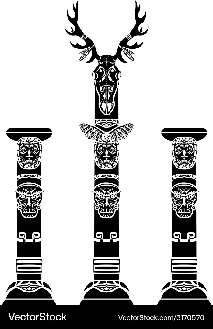 Totem Pole with Deer Skull Symbol Royalty Free Vector Image
