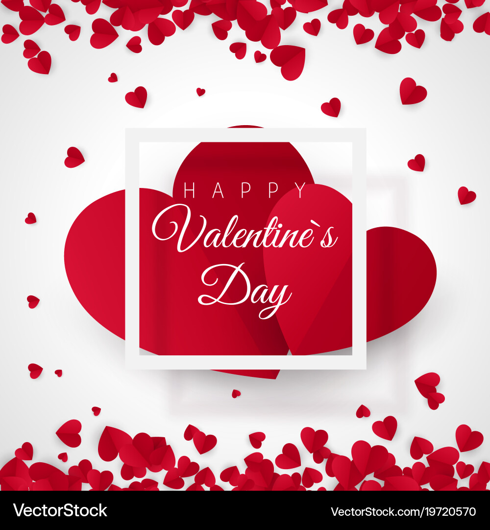 Valentines day postcard two big hearts in white Vector Image