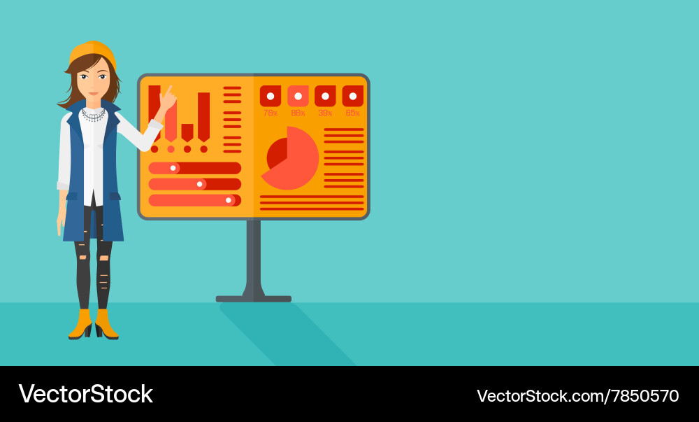 Woman presenting report Royalty Free Vector Image