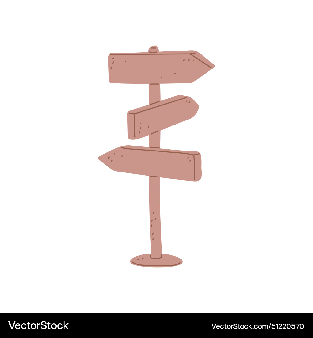 Wooden direction signpost Royalty Free Vector Image