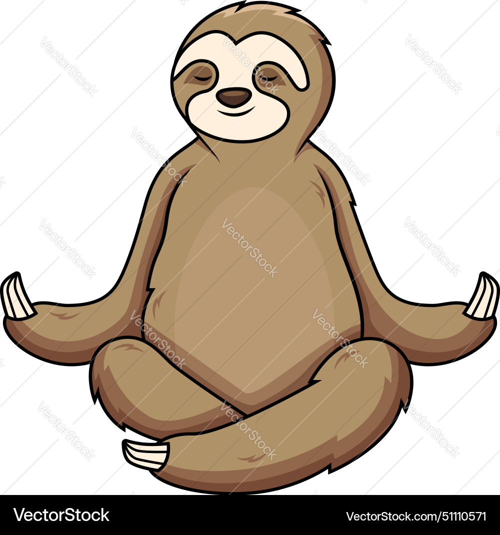Adorable sloth meditating cartoon clip art Vector Image