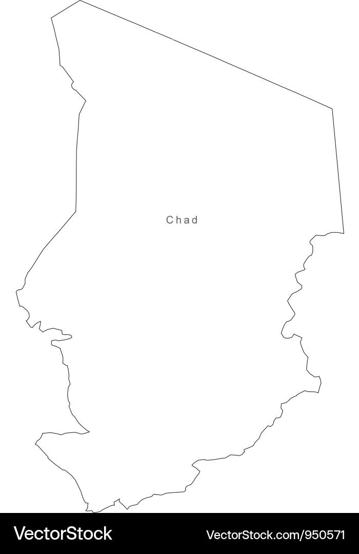 Black white chad outline map Royalty Free Vector Image