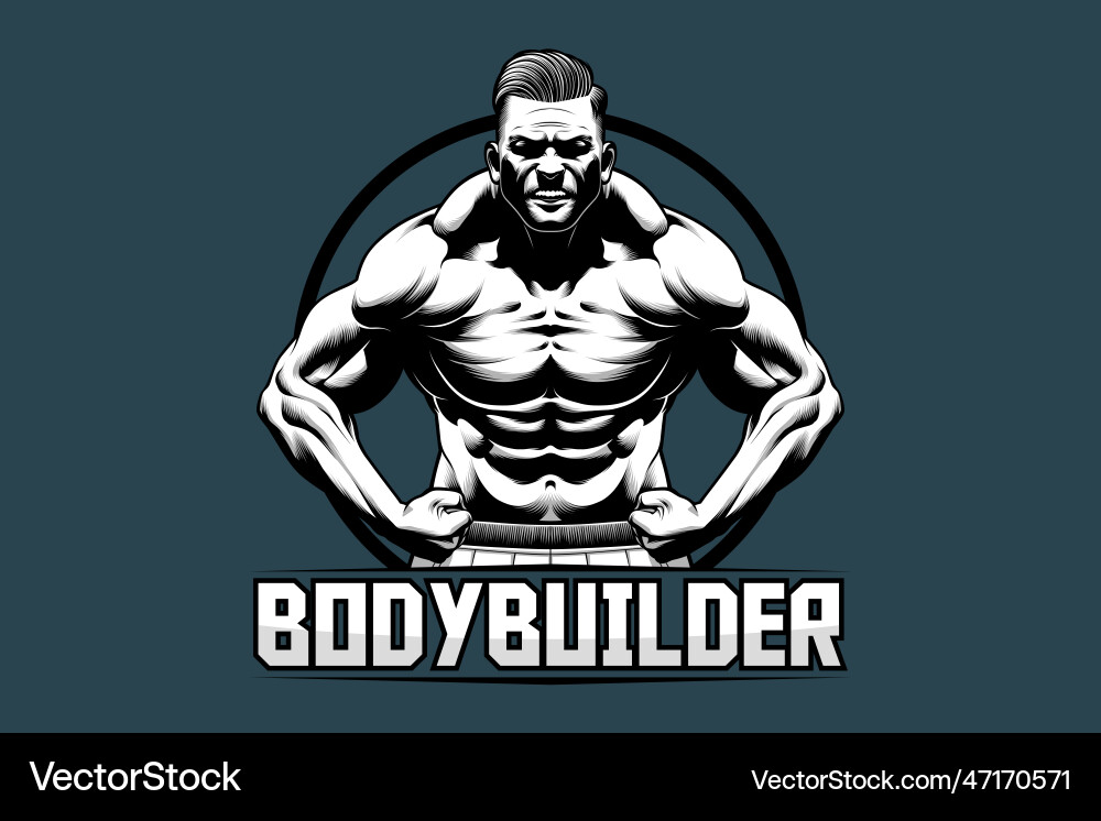 Bodybuilder flexing his muscular body Royalty Free Vector