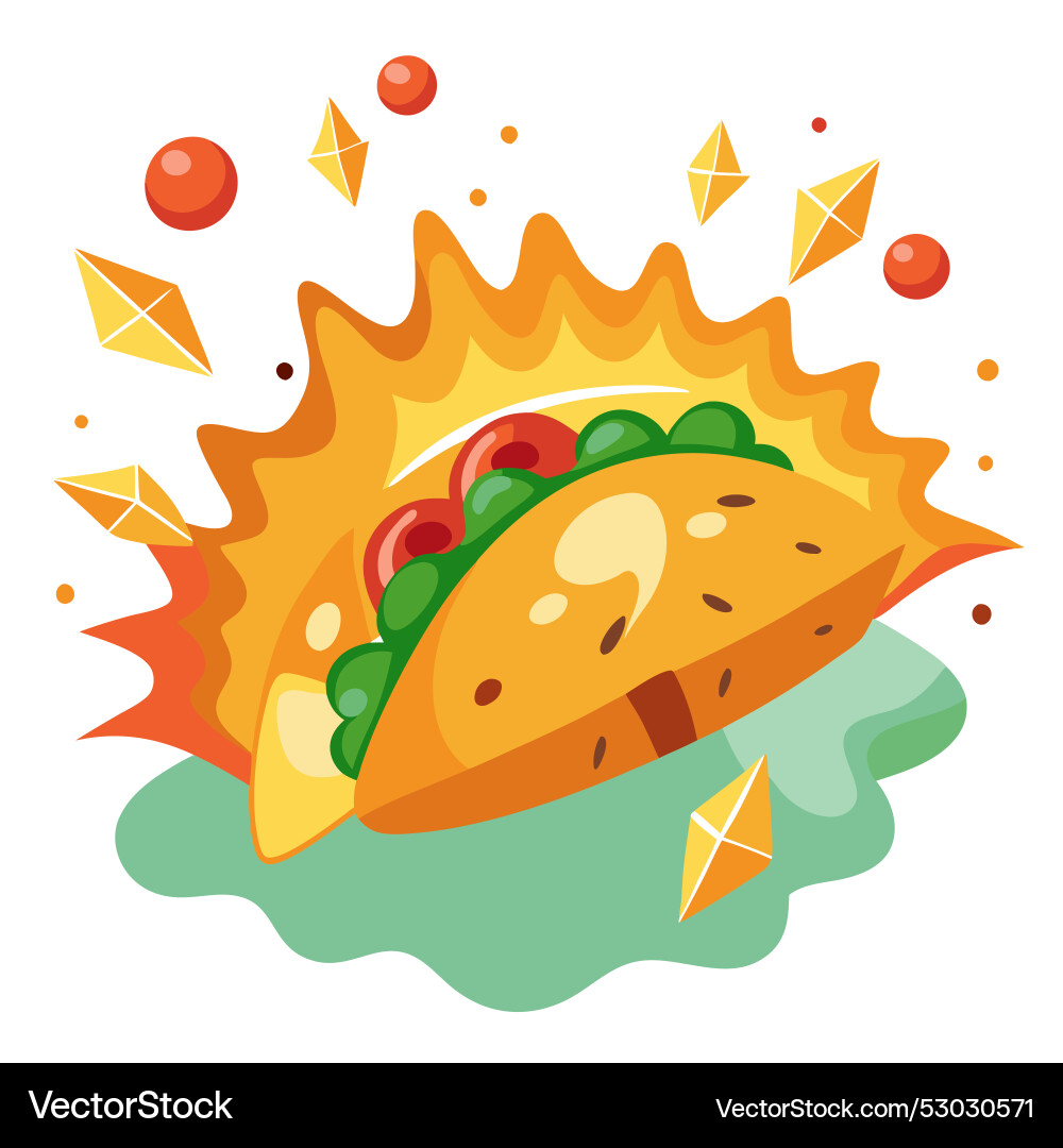 Calzone explosion filled with cheese and meats Vector Image