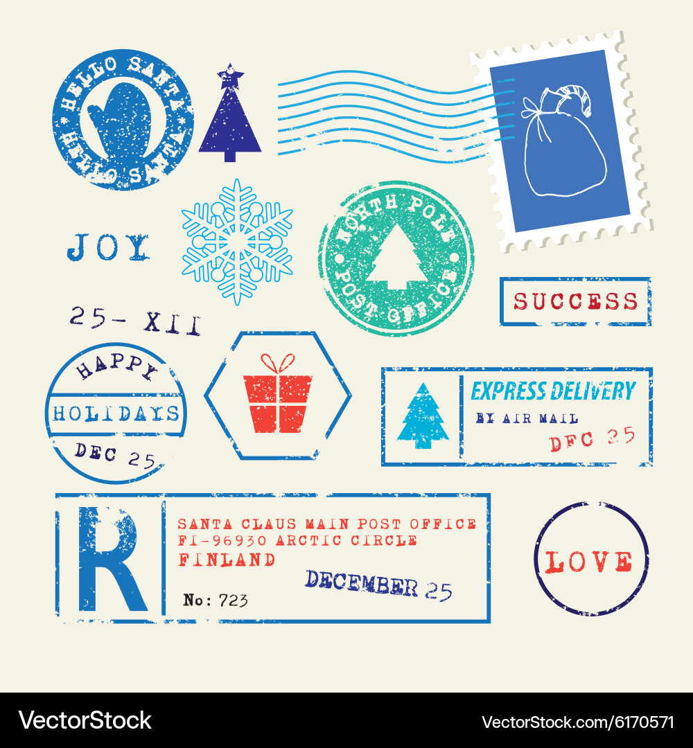 Christmas Stamp Collection Royalty Free Vector Image