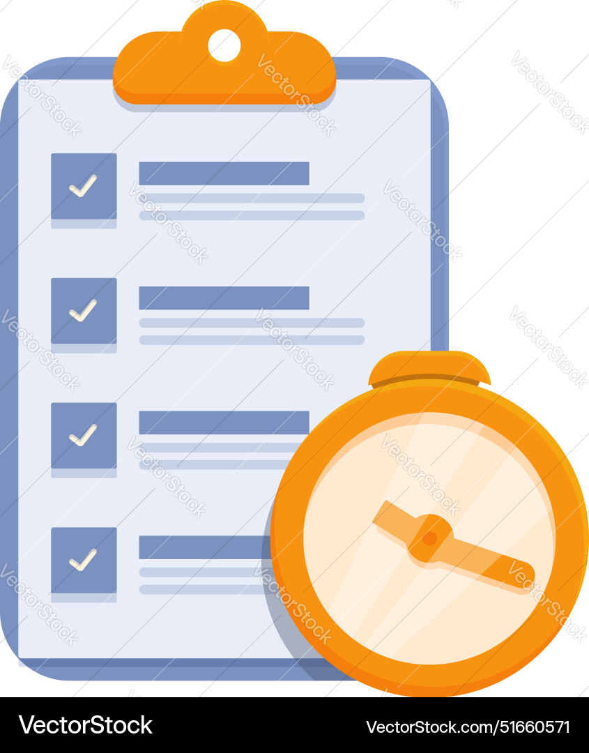 Clipboard with checklist and clock managing time Vector Image